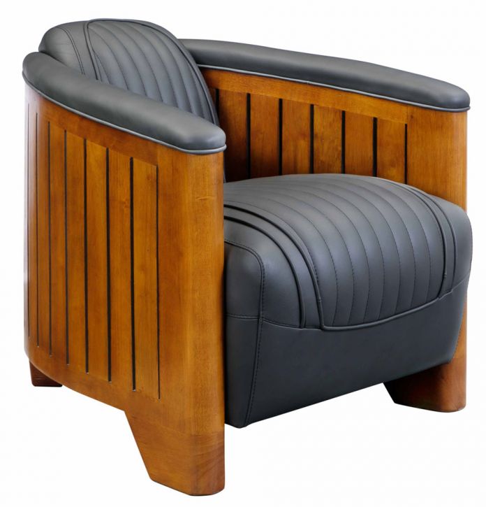 Leder Sessel Clubsessel Massivholz Retro Art Deco klassisch