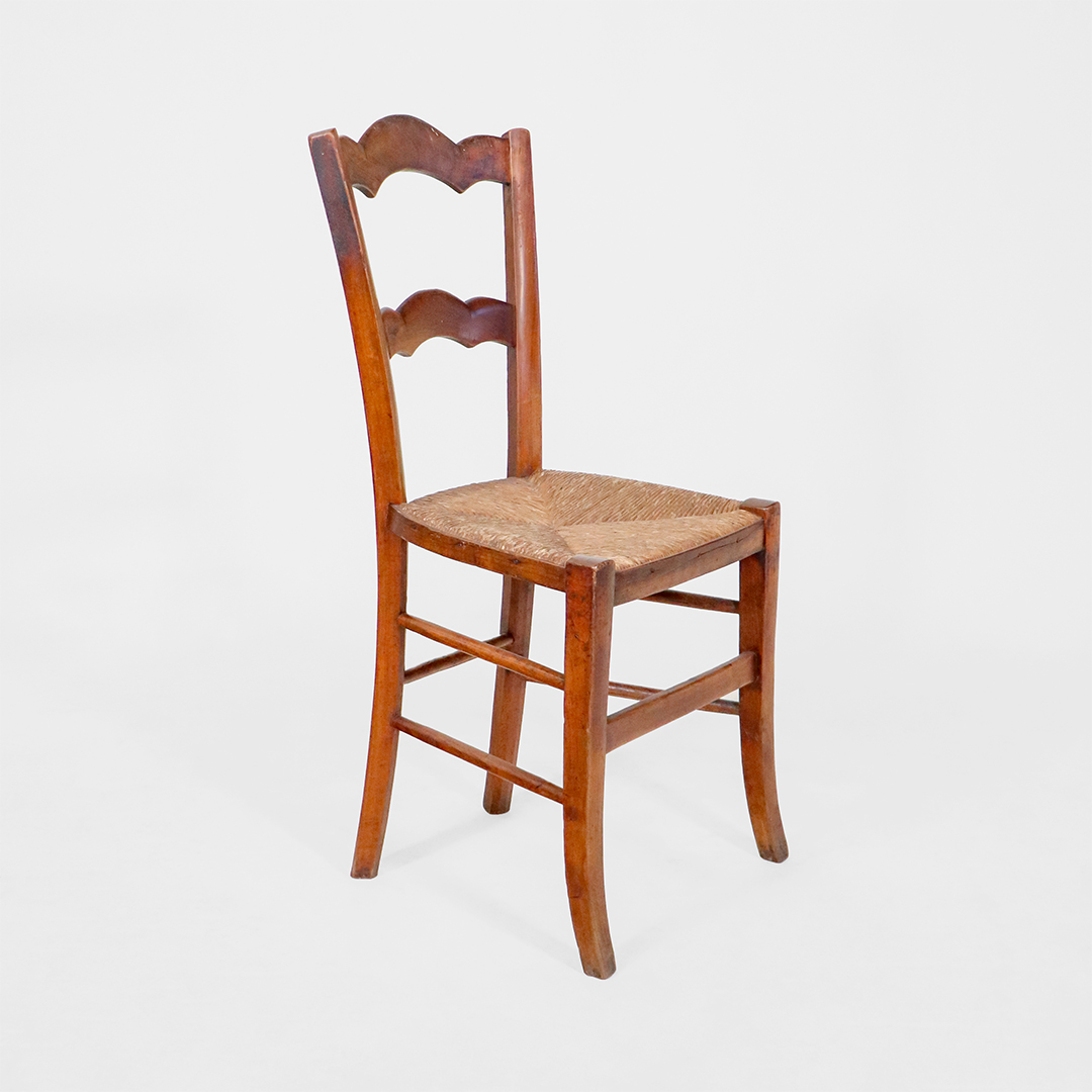 Antike Esszimmerstühle Louis Philippe 2er Set | Kirschholz Rattan Stühle