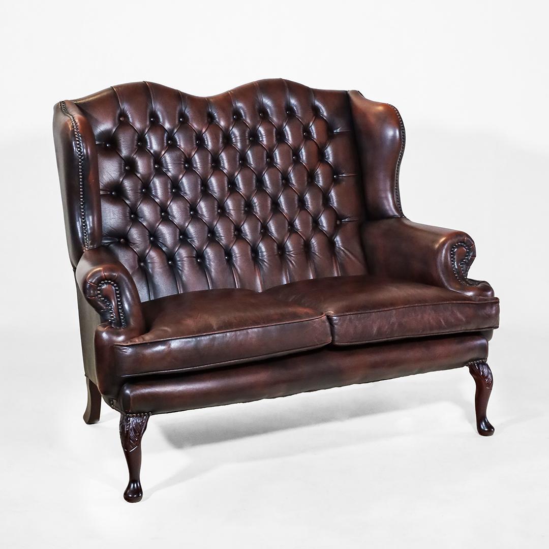 True Vintage Chesterfield Sofa Queen Anne Ledersofa 2 Sitzer Chesterfield Vintage Ledercouch WH241014 40